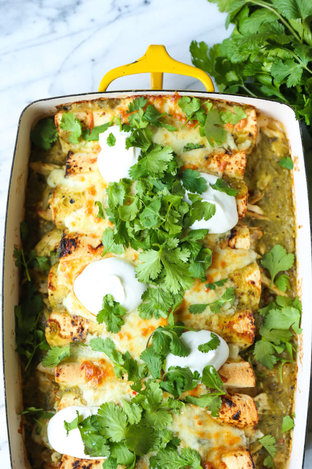 Green Chicken Enchiladas - Damn Delicious