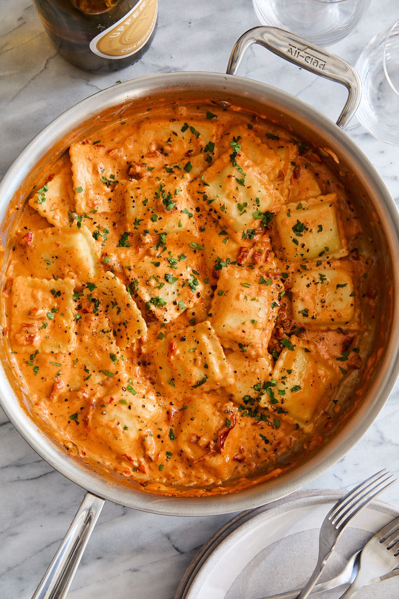 Ravioli with Sun Dried Tomato Cream Sauce - Damn Delicious