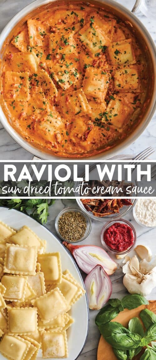 Ravioli with Sun Dried Tomato Cream Sauce - Damn Delicious